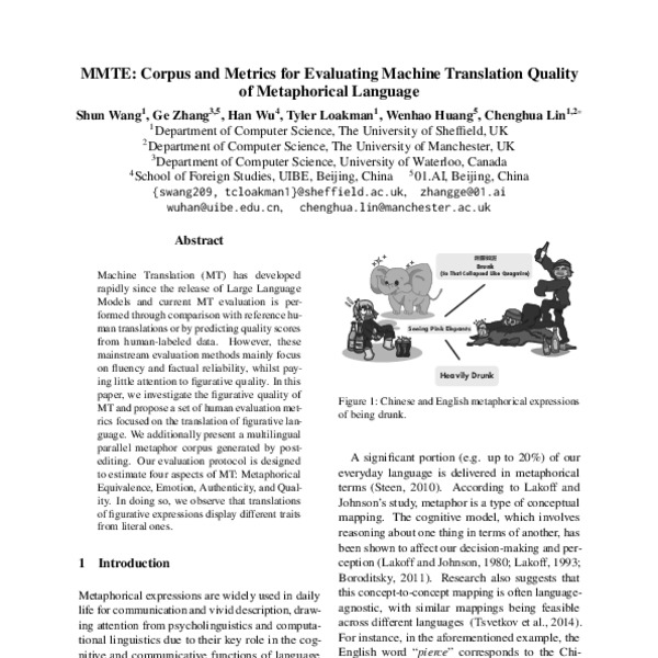 MMTE: Corpus and Metrics for Evaluating Machine Translation Quality of Metaphorical Language ...