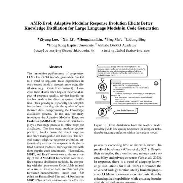AMR-Evol: Adaptive Modular Response Evolution Elicits Better Knowledge Distillation for Large ...