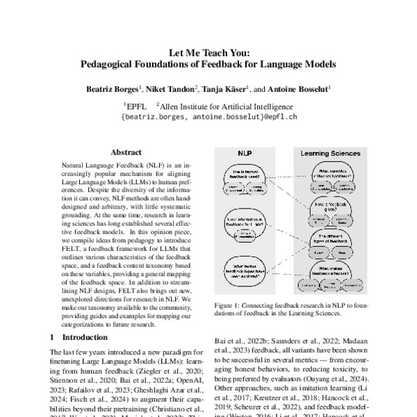 Let Me Teach You: Pedagogical Foundations of Feedback for Language Models - ACL Anthology
