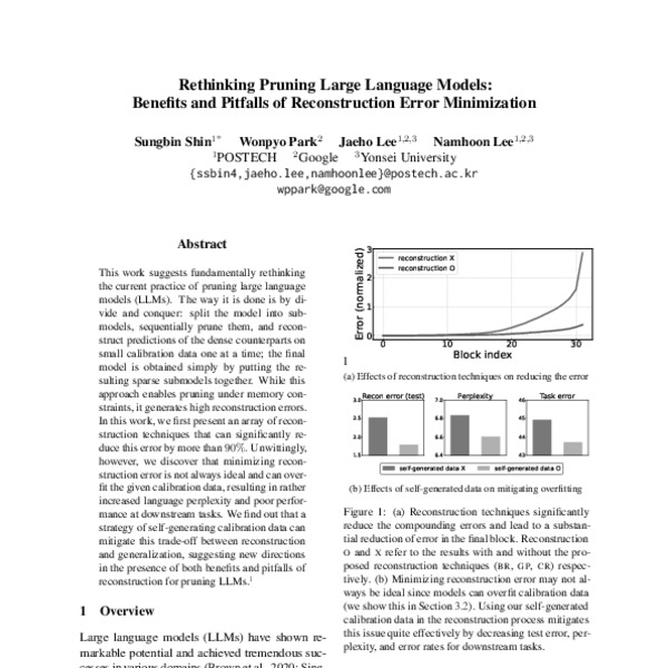 Rethinking Pruning Large Language Models: Benefits and Pitfalls of Reconstruction Error ...