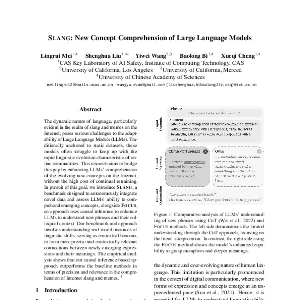 SLANG: New Concept Comprehension of Large Language Models - ACL Anthology