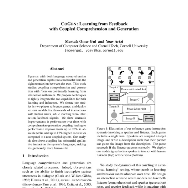 CoGen: Learning from Feedback with Coupled Comprehension and Generation - ACL Anthology