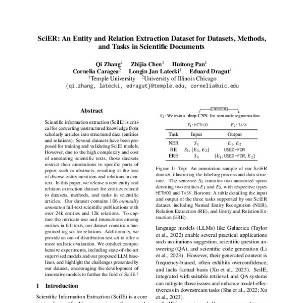 SciER: An Entity and Relation Extraction Dataset for Datasets, Methods, and Tasks in Scientific ...
