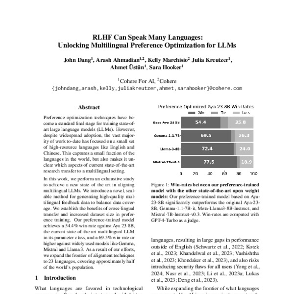 Rlhf Can Speak Many Languages Unlocking Multilingual Preference Optimization For Llms Acl