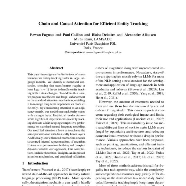Chain and Causal Attention for Efficient Entity Tracking - ACL Anthology