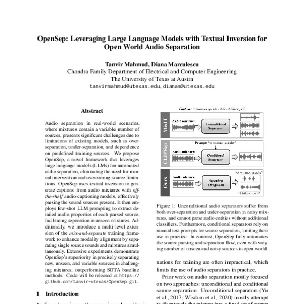 OpenSep: Leveraging Large Language Models with Textual Inversion for Open World Audio Separation ...
