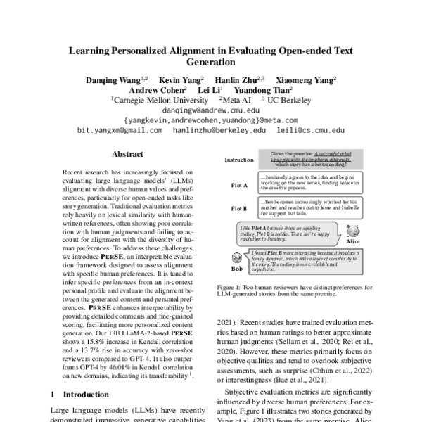 Learning Personalized Alignment For Evaluating Open Ended Text