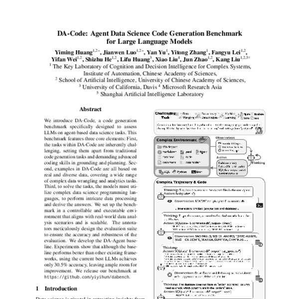 Da Code Agent Data Science Code Generation Benchmark For Large Language Models Acl Anthology