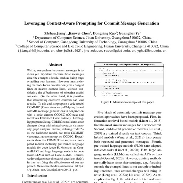 Leveraging Context-Aware Prompting for Commit Message Generation - ACL Anthology