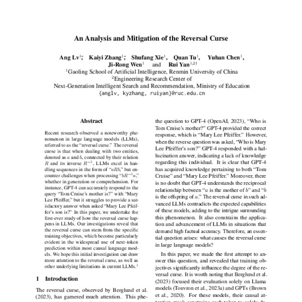 An Analysis and Mitigation of the Reversal Curse - ACL Anthology