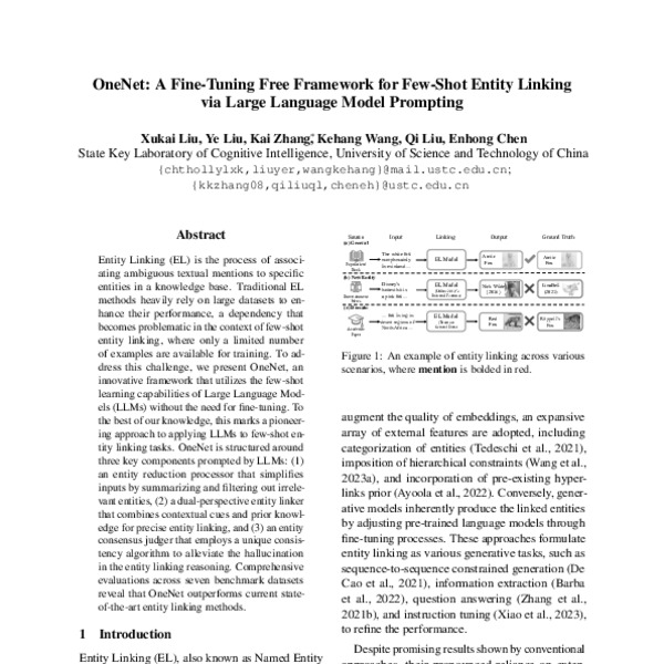 OneNet: A Fine-Tuning Free Framework for Few-Shot Entity Linking via Large Language Model ...
