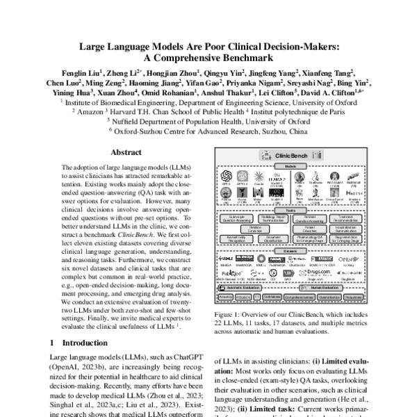Large Language Models Are Poor Clinical Decision-Makers: A Comprehensive Benchmark - ACL Anthology