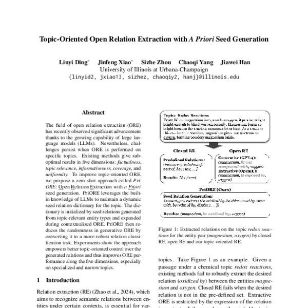 Topic-Oriented Open Relation Extraction with A Priori Seed Generation - ACL Anthology
