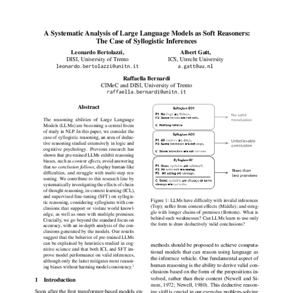 A Systematic Analysis of Large Language Models as Soft Reasoners: The Case of Syllogistic ...