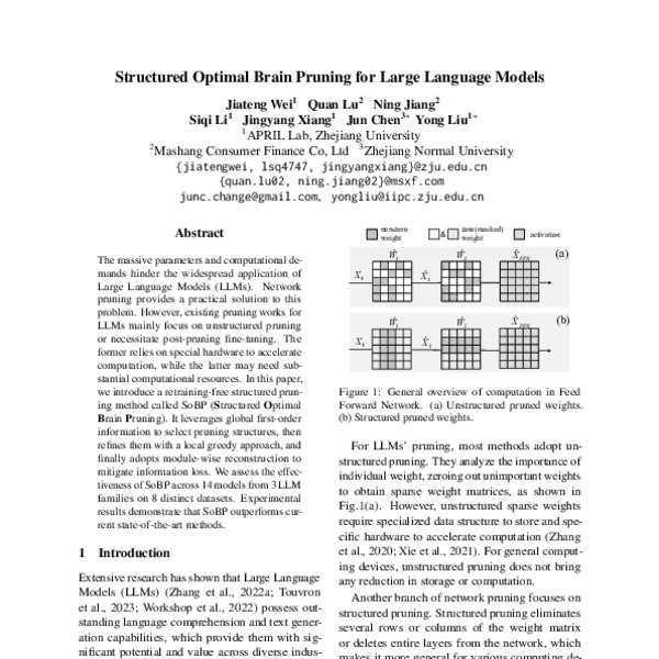 Structured Optimal Brain Pruning for Large Language Models - ACL Anthology