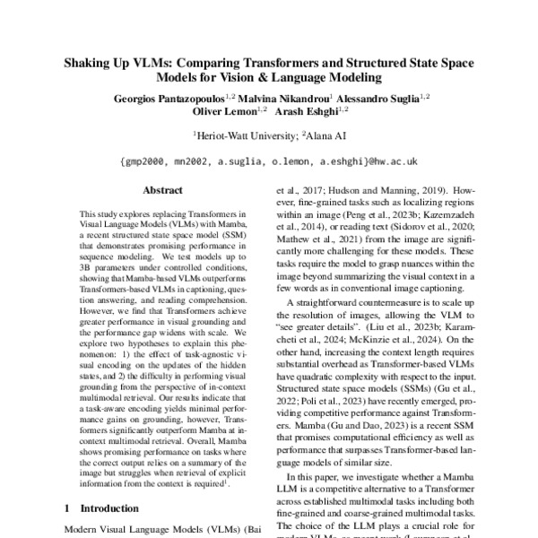 Shaking Up VLMs: Comparing Transformers and Structured State Space Models for Vision & Language ...