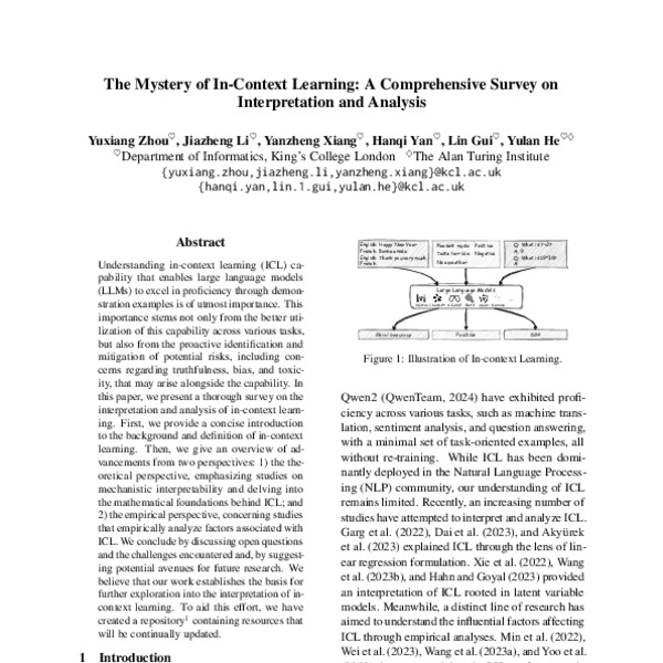 The Mystery of In-Context Learning: A Comprehensive Survey on Interpretation and Analysis - ACL ...