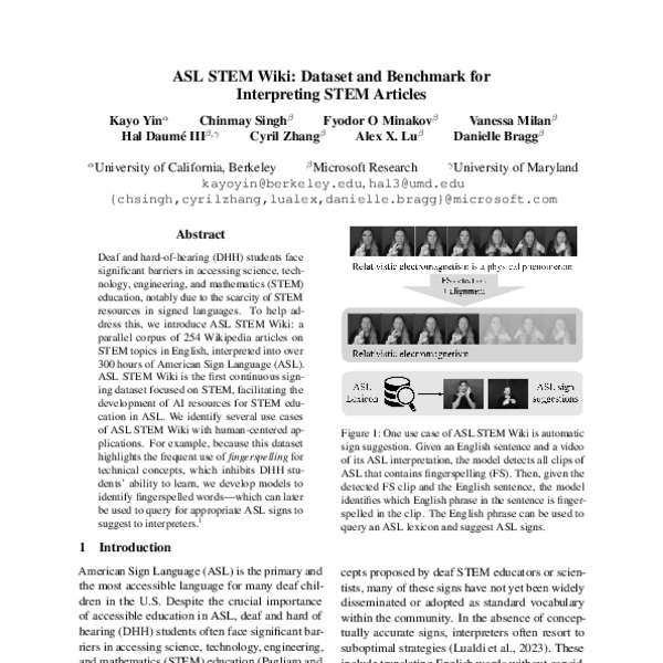 ASL STEM Wiki: Dataset and Benchmark for Interpreting STEM Articles ...