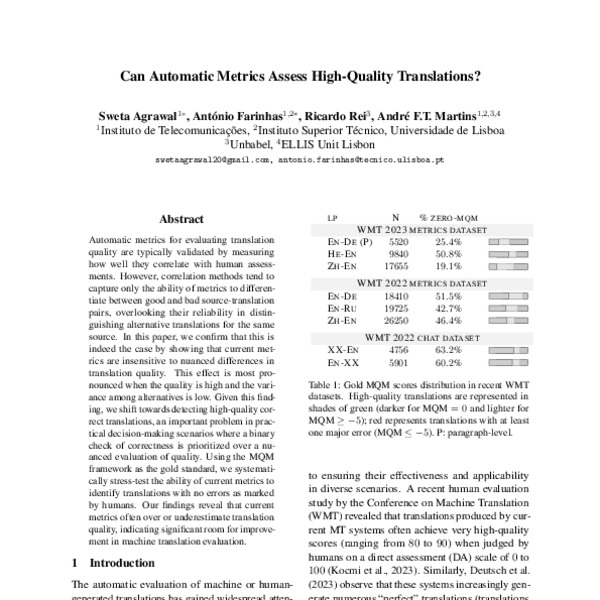 Can Automatic Metrics Assess High-Quality Translations? - ACL Anthology