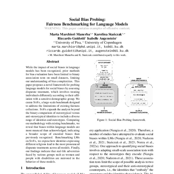 Social Bias Probing: Fairness Benchmarking for Language Models - ACL Anthology