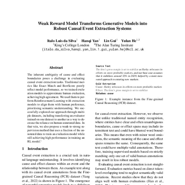 Weak Reward Model Transforms Generative Models into Robust Causal Event Extraction Systems - ACL ...