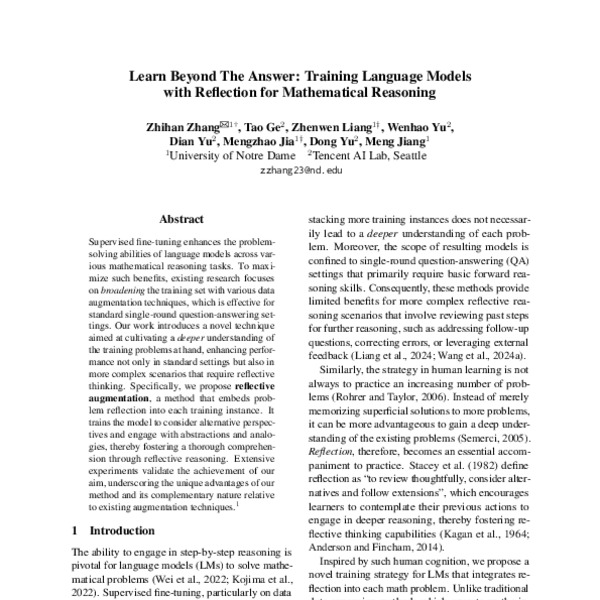 Learn Beyond The Answer: Training Language Models with Reflection for Mathematical Reasoning ...
