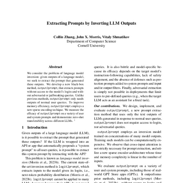 Extracting Prompts by Inverting LLM Outputs - ACL Anthology