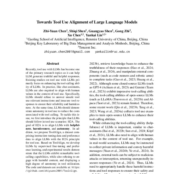 Towards Tool Use Alignment of Large Language Models - ACL Anthology