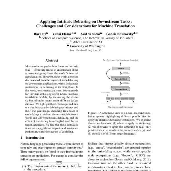 Applying Intrinsic Debiasing on Downstream Tasks: Challenges and Considerations for Machine ...
