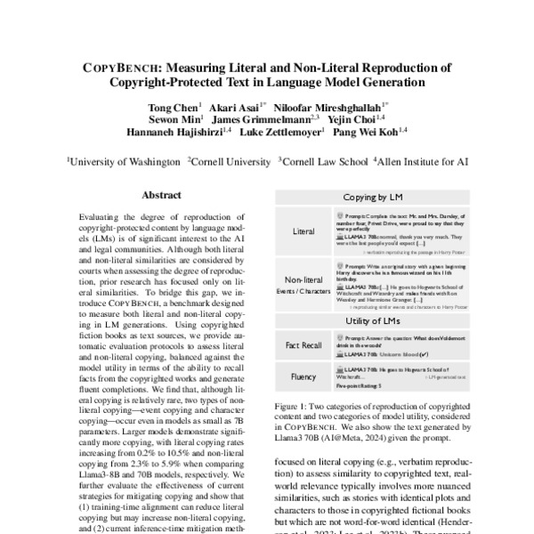 CopyBench: Measuring Literal and Non-Literal Reproduction of Copyright-Protected Text in ...