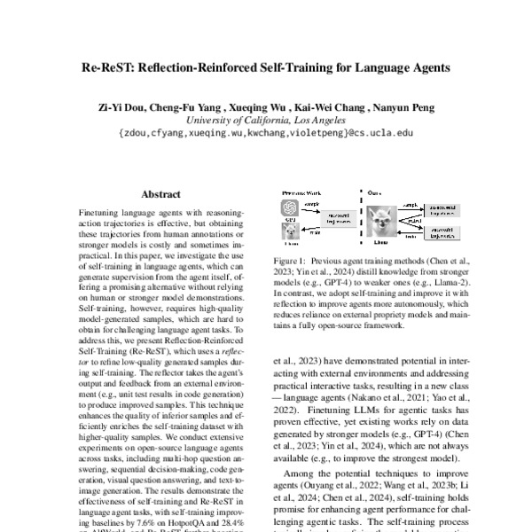 Re-ReST: Reflection-Reinforced Self-Training for Language Agents - ACL Anthology