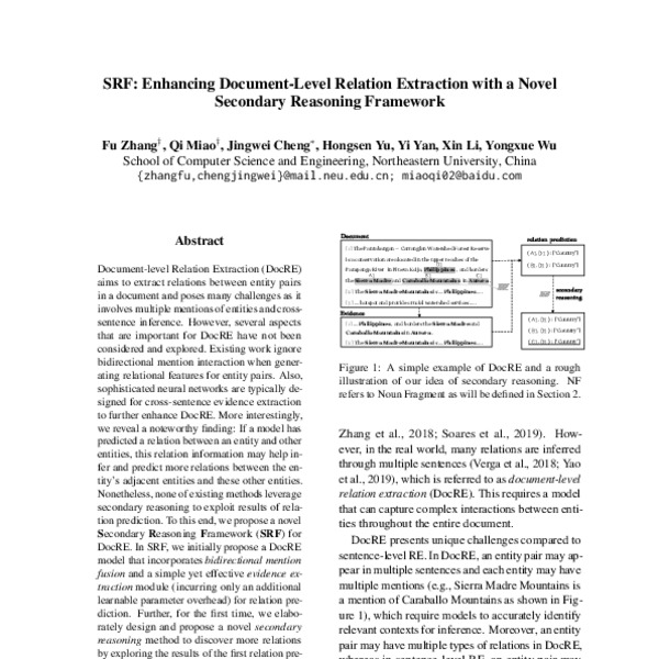 SRF: Enhancing Document-Level Relation Extraction with a Novel Secondary Reasoning Framework ...