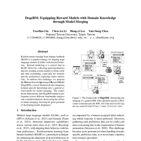DogeRM: Equipping Reward Models with Domain Knowledge through Model Merging - ACL Anthology