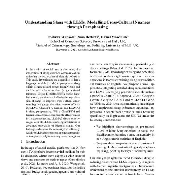 Understanding Slang with LLMs: Modelling Cross-Cultural Nuances through Paraphrasing - ACL Anthology