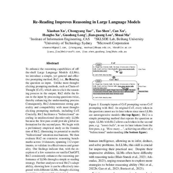 Re-Reading Improves Reasoning in Large Language Models - ACL Anthology