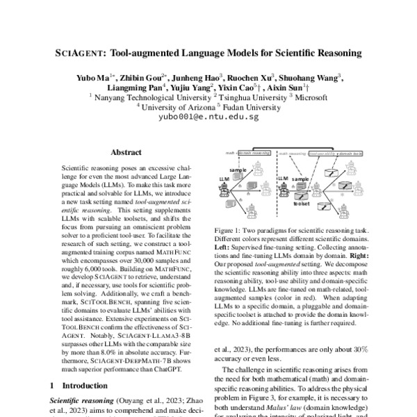 SciAgent: Tool-augmented Language Models for Scientific Reasoning - ACL ...