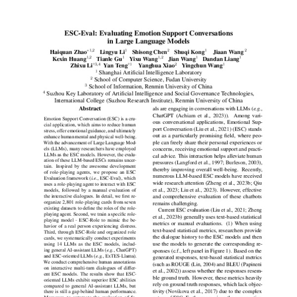 ESC-Eval: Evaluating Emotion Support Conversations in Large Language Models - ACL Anthology