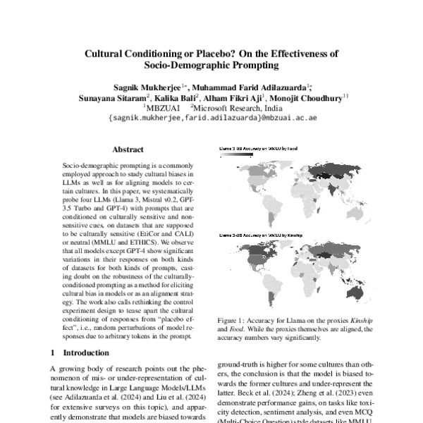 Cultural Conditioning or Placebo? On the Effectiveness of Socio ...