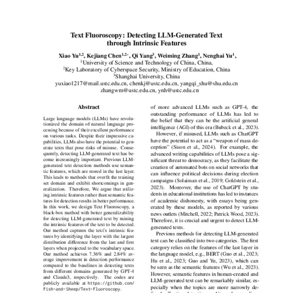 Text Fluoroscopy: Detecting LLM-Generated Text through Intrinsic ...