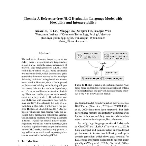 Themis: A Reference-free NLG Evaluation Language Model with Flexibility and Interpretability ...