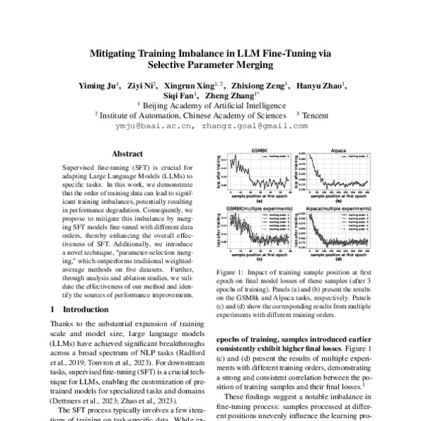 Mitigating Training Imbalance In Llm Fine Tuning Via Selective Parameter Merging Acl Anthology
