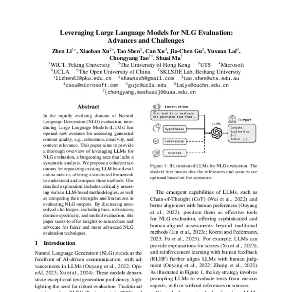 Leveraging Large Language Models for NLG Evaluation: Advances and Challenges - ACL Anthology