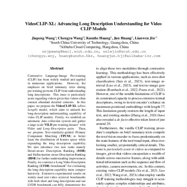 VideoCLIP-XL: Advancing Long Description Understanding for Video CLIP ...