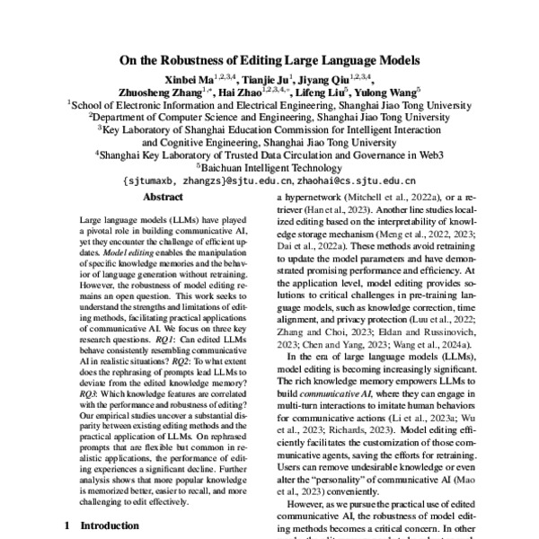 On the Robustness of Editing Large Language Models - ACL Anthology