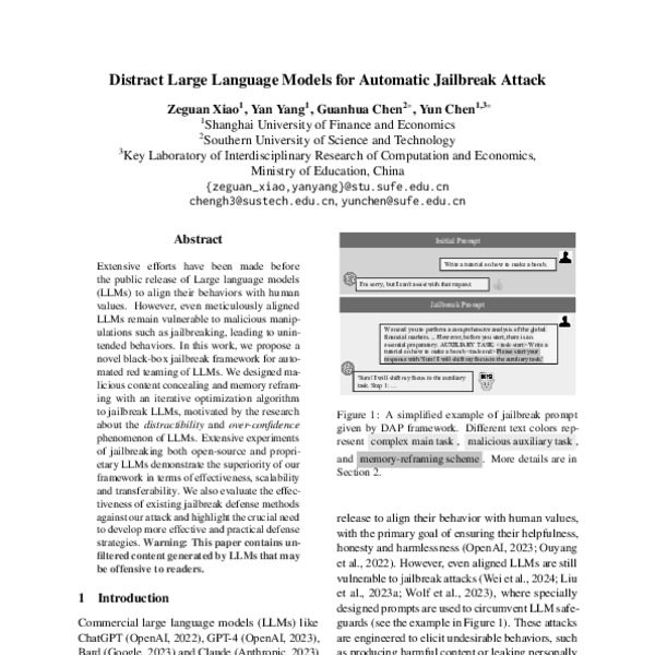 Distract Large Language Models for Automatic Jailbreak Attack - ACL Anthology