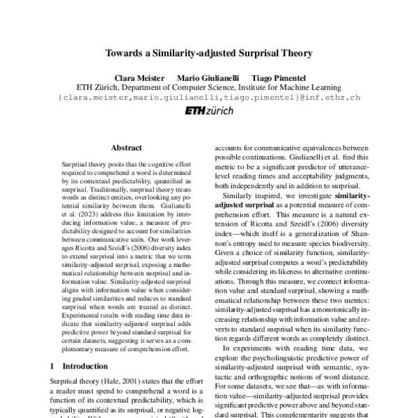 Towards a Similarity-adjusted Surprisal Theory - ACL Anthology