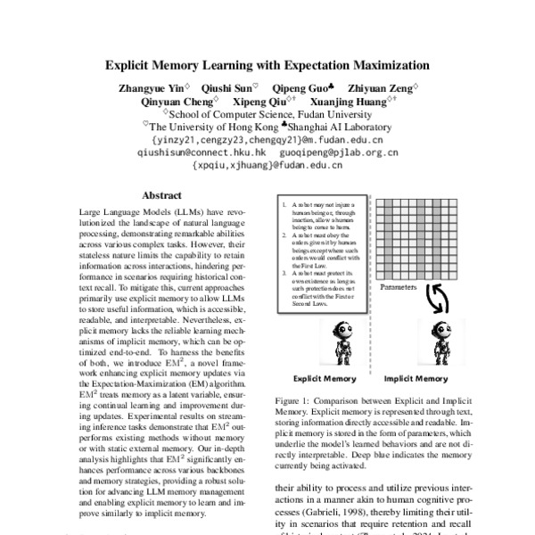 Explicit Memory Learning with Expectation Maximization - ACL Anthology