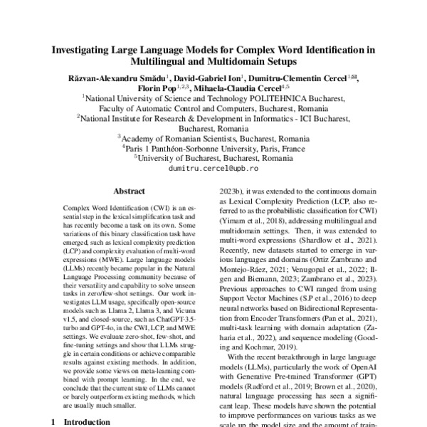 Investigating Large Language Models for Complex Word Identification in Multilingual and ...