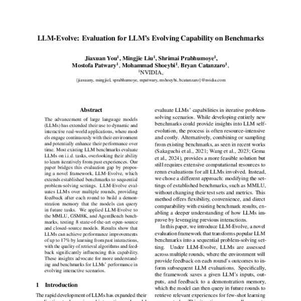 LLM-Evolve: Evaluation for LLM’s Evolving Capability on Benchmarks - ACL Anthology