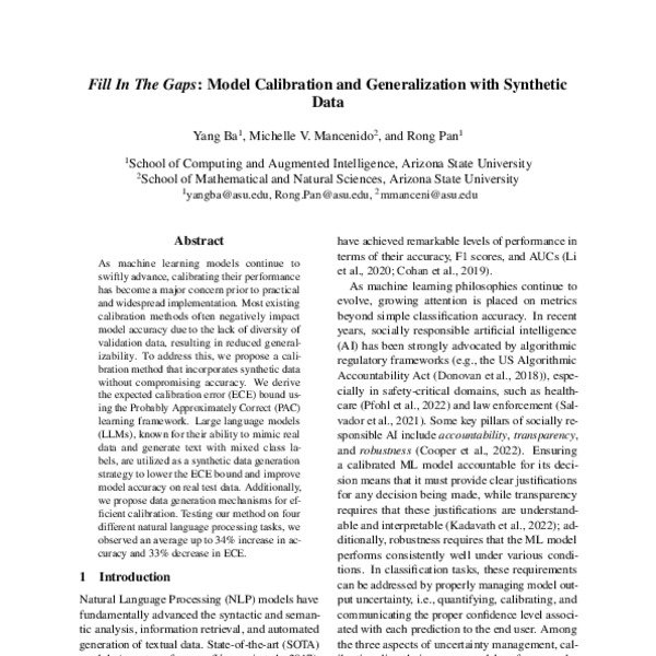 Fill In The Gaps: Model Calibration and Generalization with Synthetic Data - ACL Anthology